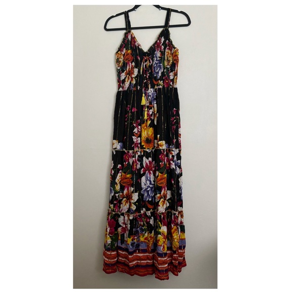 Me 2 Magic | Dresses | Me 2 Magic Black Floral Tiered Boho Maxi Dress ...